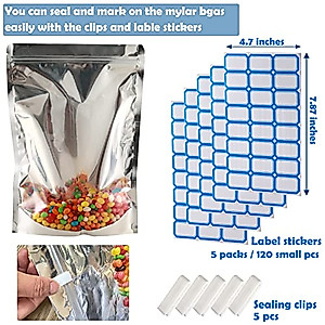 100-Pack Large Reclosable Mylar Bags for Food Storage 7" x 10" Stand Up Ziplock Bags in Bulk 1 Quart Large Resealable Smell Proof Aluminum Foil Bags with Clear Window for Kitchen Storage Zip-lock Edible Packaging Water-proof, 100ct