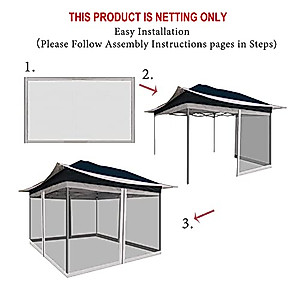 Curtain Style Canopy Screen Netting Walls Only with 4 Side Zipper for Universal 10x10 Pop Up Canopy Tent or Gazebo (Fit Our 12X12 Overhang style Outdoor Gazebo), Grey