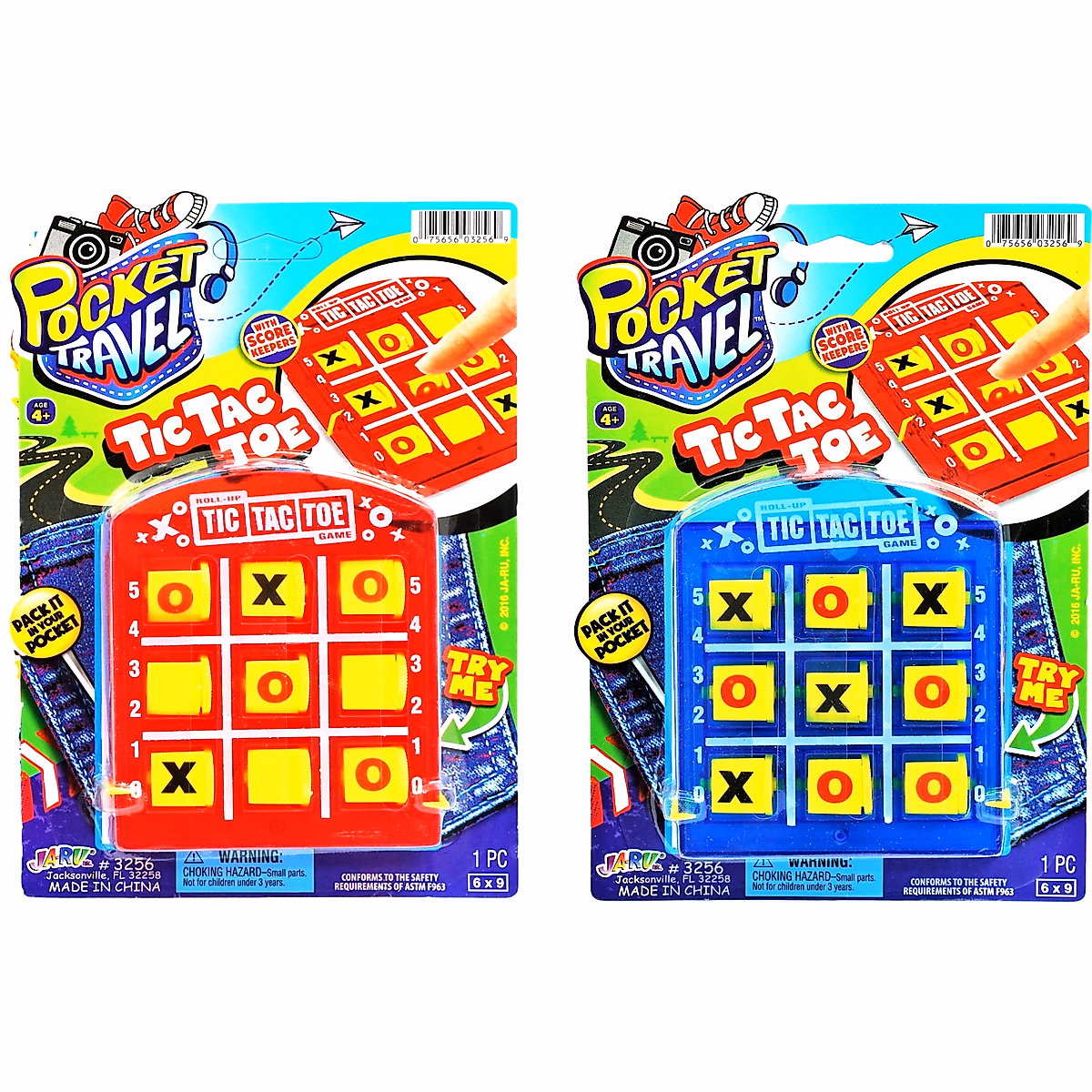 JA-RU Portable Tic Tac Toe (2 Pack) Classic Mini Board Games for Kids. Pocket Size Travel. Bulk Birthday Party Favor Stocking Stuffer. 3256-2s