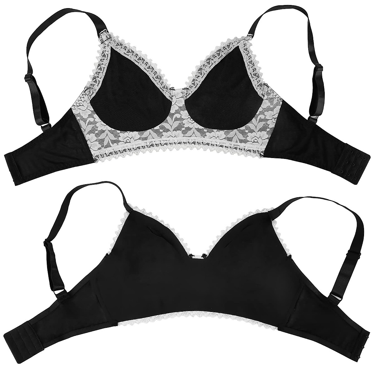 Vollence See Through Mastectomy Bra Silicone Breast Forms Pocket Bra Fake Prosthesis Crossdresser Black