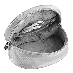 Geekria Headphone Pouch Compatible with Beats Studio Pro, Studio 3, Studio, Solo 3, Solo 2, Solo HD Case, Replacement Protective Travel Carrying Bag with Cable Storage (Silver)