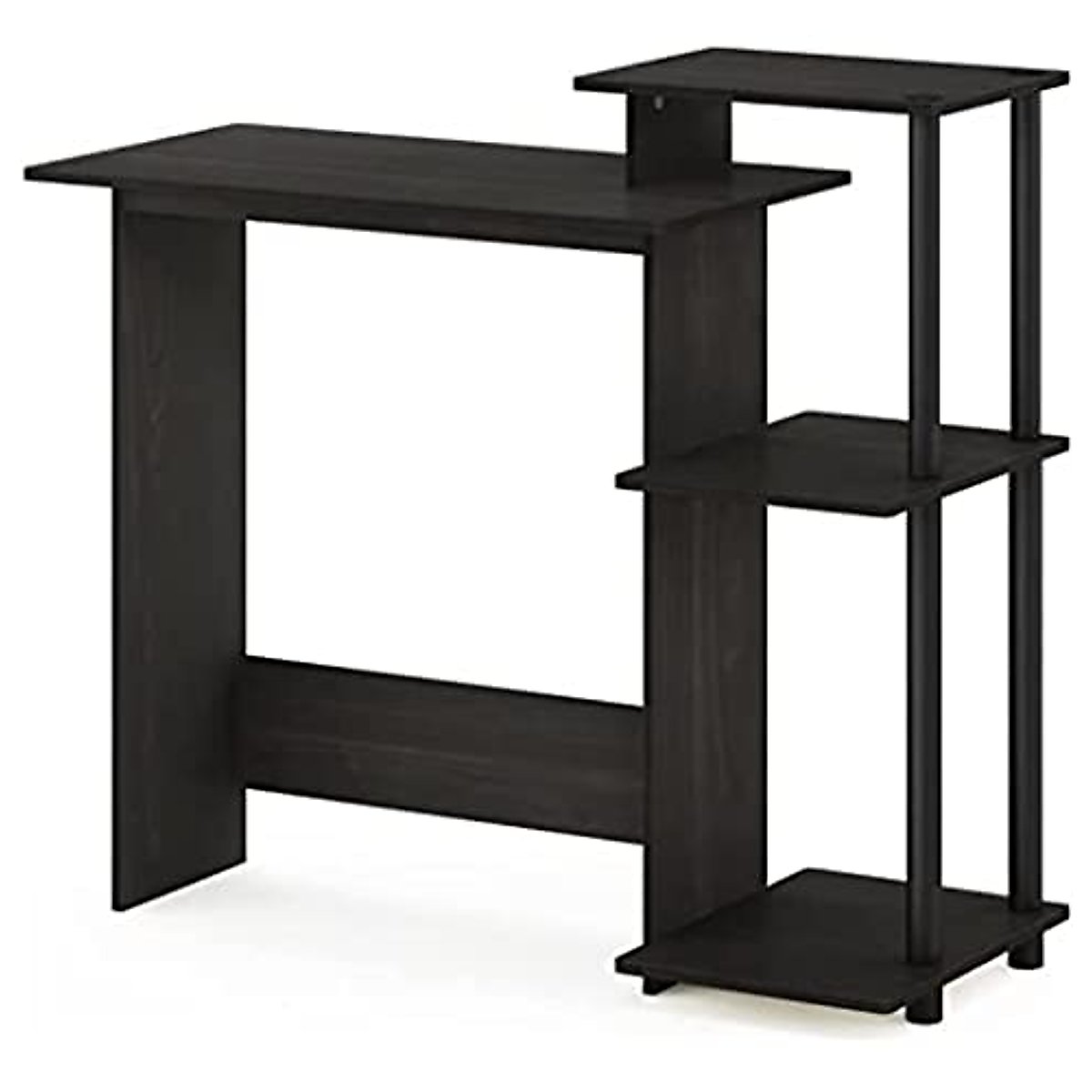 Furinno Efficient Home Laptop Notebook Computer Desk with Square Shelves, Espresso/Black