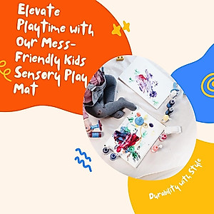 BLUETREE Sensory and Messy Play Mat for Toddlers, Infants and Kids, Safe, Waterproof, Double-Sided and Durable, Play Yard 59"x59"x7.9" Ivory and Gray