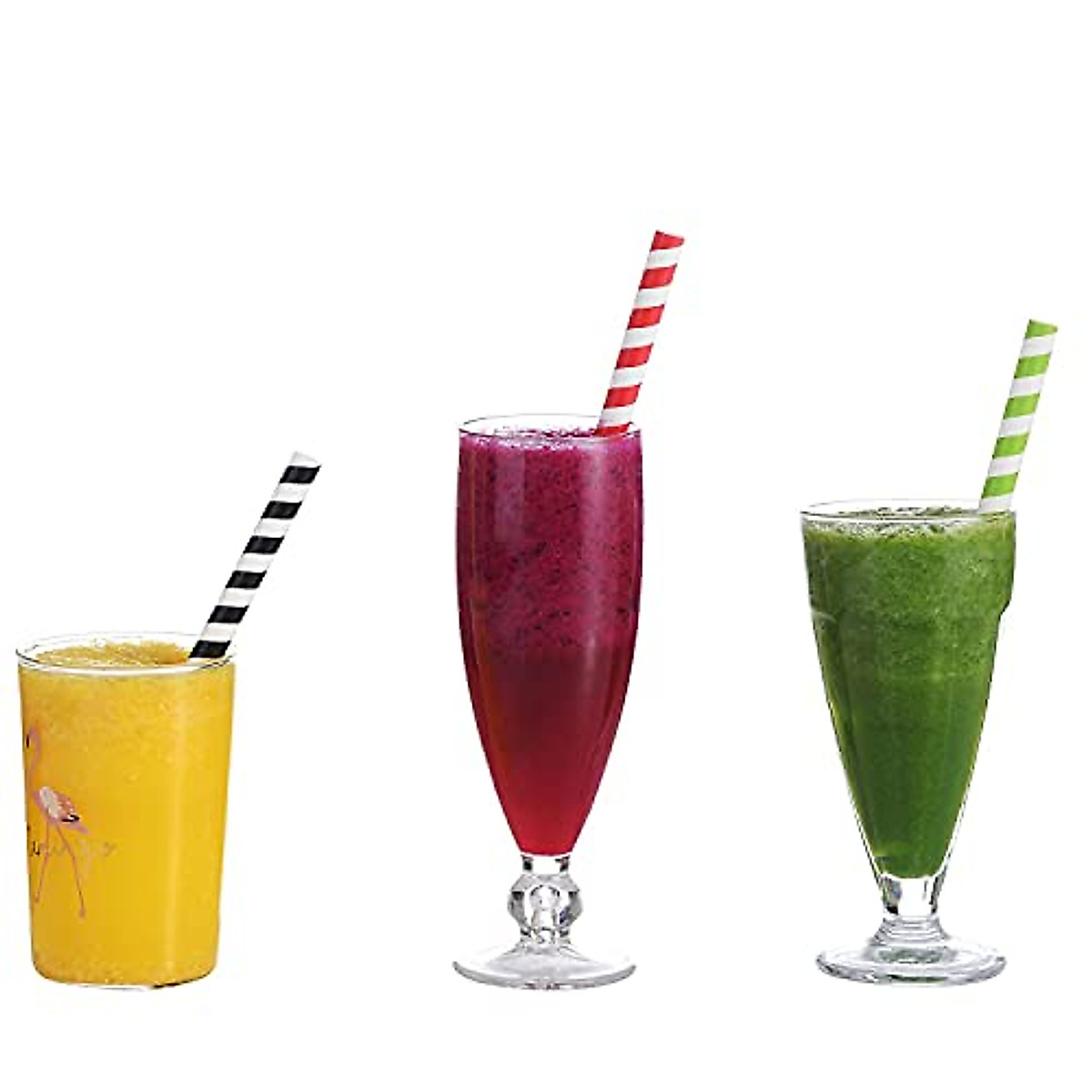 ALINK 50 Striped Paper Boba Straws + 50 Wrapped Paper Boba Straws