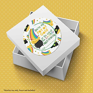 Pot of Gold Rainbow St. Patrick’s Day Gift Tag Sticker Labels, 40 2" Party Circle Stickers by AmandaCreation, Great for Party Favors, Envelope Seals & Goodie Bags