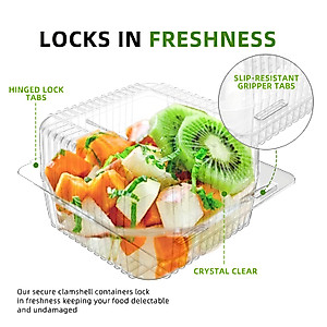 120 Pcs Clear Plastic Hinged Take Out Containers Disposable Clamshell Food Cake Containers with Lids 5.3 x 4.7 x 2.8 inch for Dessert, Cakes Slice, Cookies, Salads, Pasta, Sandwiches