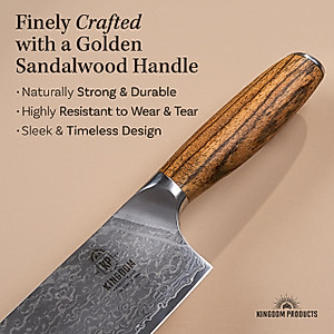 Japanese Nakiri Knife - 7" Razor Sharp Kitchen Knife for Dicing, Slicing, & Chopping Vegetables, Fruit, & Meat - Professional Chef Style Knife in Damascus Carbon Steel and Ergonomic Handle