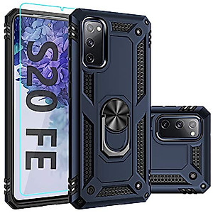 SKTGSLAMY Samsung Galaxy S20 FE Case,Galaxy S20 FE 5G Case,with Screen Protector,[Military Grade] 16ft. Drop Tested Cover with Magnetic Kickstand Car Mount Protective Case for Samsung S20 FE, Blue