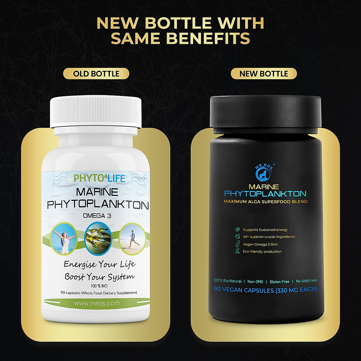 Mr Ros Marine Phytoplankton - 90 Caps | Energy, Recovery, Skin, Eyes, Immunity