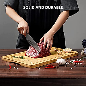 Bamboo Cutting Board Set, Wood Cutting Boards for Kitchen, Chopping Board Set with Juice Groove, Heavy Duty Charcuterie Boards for Meat (Butcher Block) Cheese, Large Cutting Boards (5-Pieces)