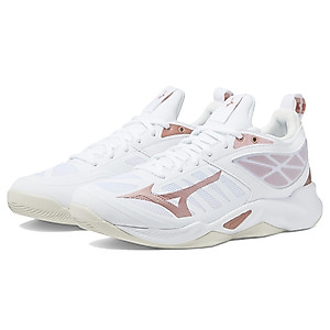 Mizuno Women's Wave Dimension Volleyball Shoe, White-Rose Gold, 8.5