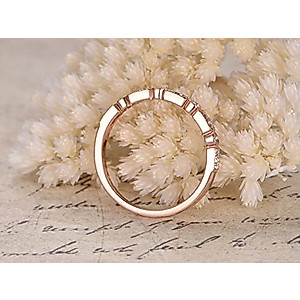 Art Deco Antique Diamond Wedding Ring,14K Rose Gold,Anniversary Ring,Half Eternity,Bezel Set,Stackable