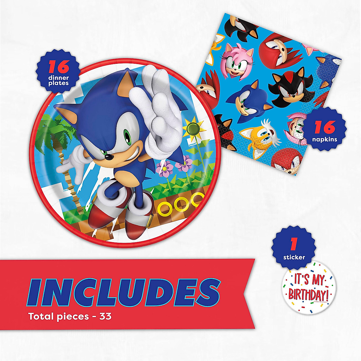 Unique Sonic Plates and Napkins for 16 | Sonic Birthday Party Decorations | Sonic Party Decorations | Officially Licensed