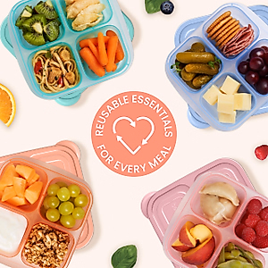 Bentgo Easyboxes 4-Compartment Snack Containers - 8-Piece Set with 4 Trays & 4 Custom-Fit Lids to Seal in Freshness - Reusable Food Storage & Meal Prep Bento BPA-Free Containers (Pastels)