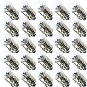 MEETOOT 25pcs E10 Mini Light Bulbs 1.5V 0.3A Physical Electrical Experiment Screw Base Indicator Light Incandescent Bulb Old-Fashioned Flashlight Lamp