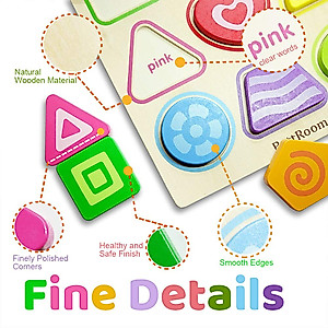 BettRoom Wooden Colorful Shape Puzzle Preschool Gifts Toys for 1 2 3 Year Old Boys Girls Baby Infant Kid Learning Educational Travel Toy