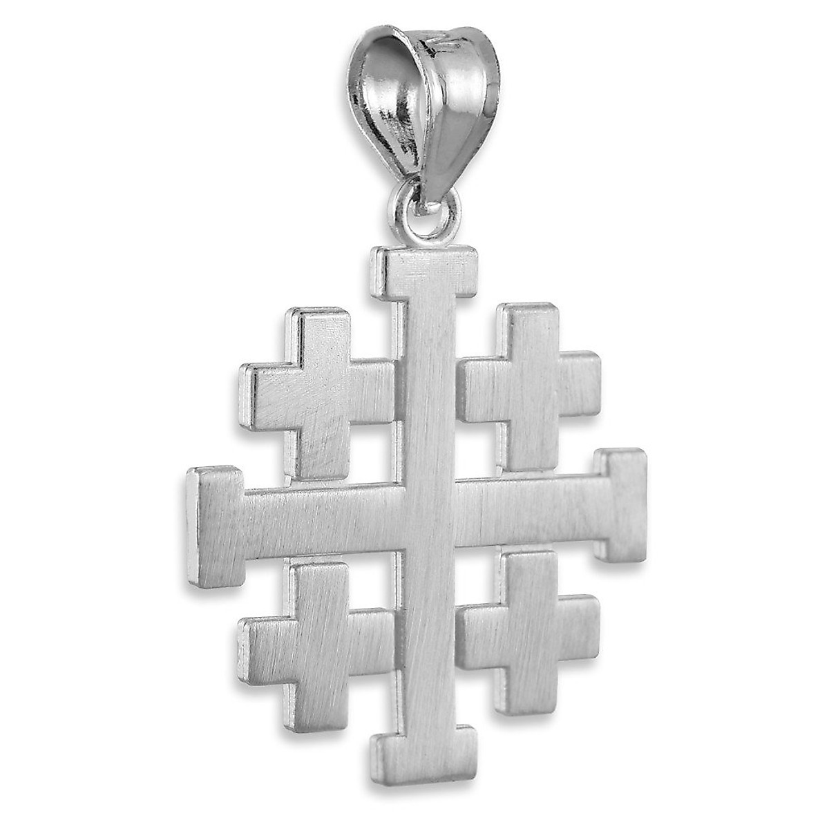 Religious Jewelry Matte Finish 925 Sterling Silver Crusaders Jerusalem Cross Pendant