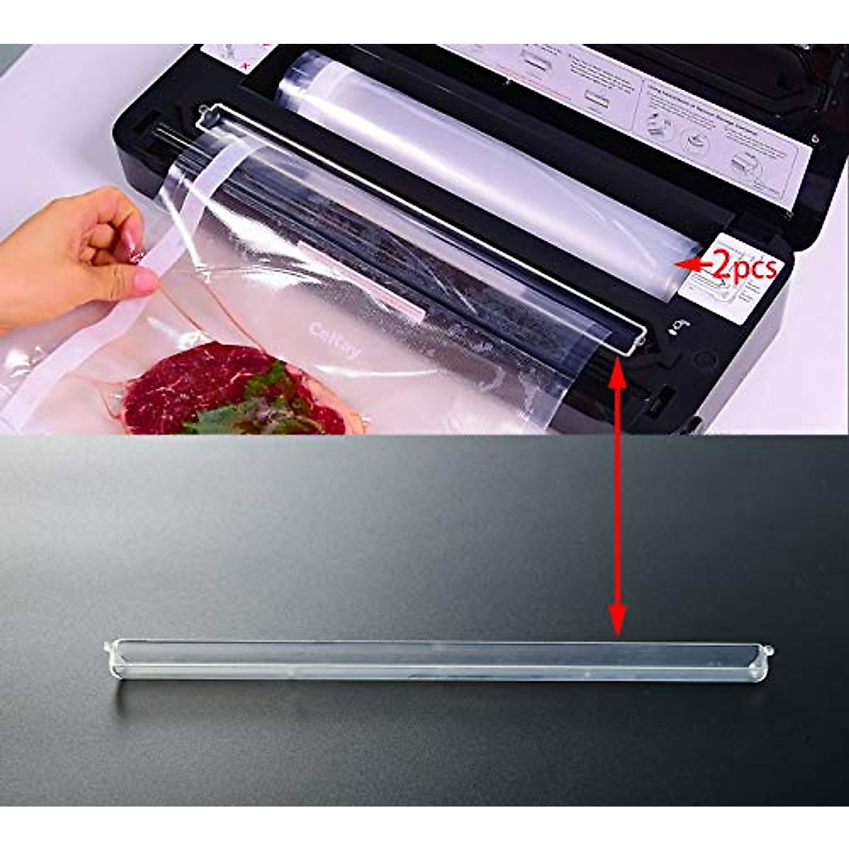 CeKay Vacuum Sealer Rolls Food Storage Saver Commercial Grade Bag, Create Your Own Size Bag, with One Drip Box, 11"x16' Rolls (2-Pack)