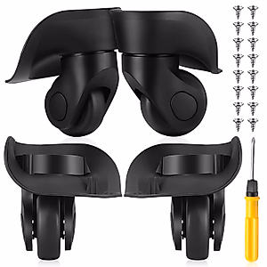 Silkfly 4 Pcs Luggage Wheels Replacement Travel Suitcase Caster Wheels Mute Bearing Swivel Wheel with Screw Replacement Left and Right Wheels for Luggage