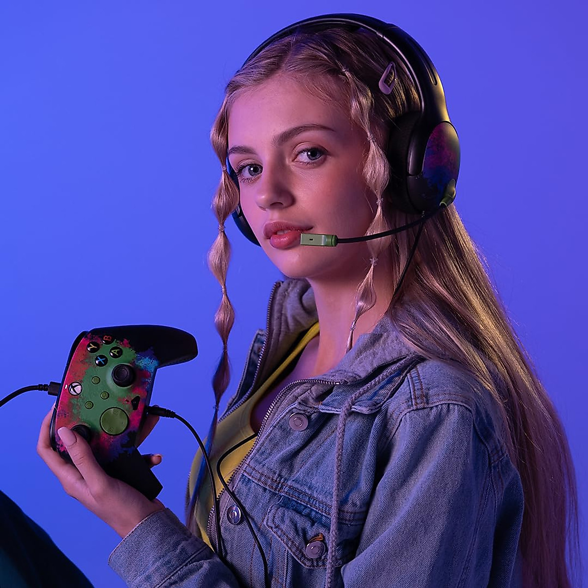 PDP Space Dust Bundle Pack: Rematch Glow Advanced Wired Controller & AIRLITE Glow Wired Headset for Xbox Series X|S, Xbox One, & Windows 10/11 PC, Licensed for Xbox