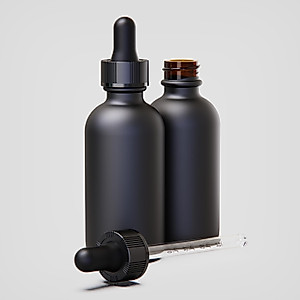 seafulee 60ml Black Coated Glass Bottle with Glass Eye Dropper, 2 oz Capacity,UV Safe Bottles for Essential Oils and Aromatherapy (Pack of 12)