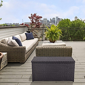 Aura Outdoor Patio Pool Wicker Storage Box, 70 Gallon Outdoor Cushion Storage Container, Outdoor Storage Bin for Cushins, Garden Supplies - PE Wicker Rattan, Aluminum, Black