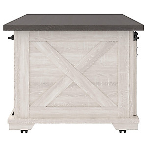 Signature Design by Ashley Camiburg Farmhouse Lift Top Coffee Table with Storage, Dark Brown