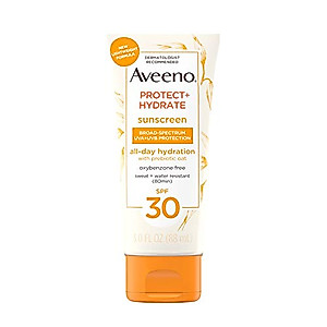 Aveeno Protect + Hydrate Moisturizing Body Sunscreen Lotion With Broad Spectrum Spf 30 & Prebiotic Oat, Weightless & Refreshing Feel, Paraben-free, Oil-free, Oxybenzone-free, 3.0 ounces