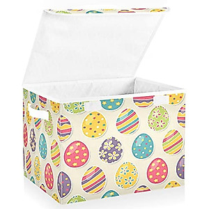 senya Storage Bins with Lids Foldable Storage Baskets Storage Cubes Collapsible Closet Organizer Containers with Cover Easter Egg for Home Office Organizer Closet, Shelves, Toy, Nursery