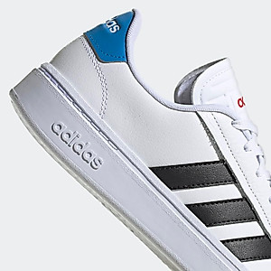 adidas Men's Grand Court Alpha Tennis Shoe, White/Core Black/Blue Rush, 10.5