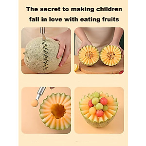 Agirlvct Watermelon Cutter Slicer, Stainless Steel 2-in-1 Fork Slicer & Fruit Digging Spoon,Dual Head Fruit Forks Slicer Knife Tool Set for Home Party Camping Kitchen Restaurant School Gadget(2 Pack)
