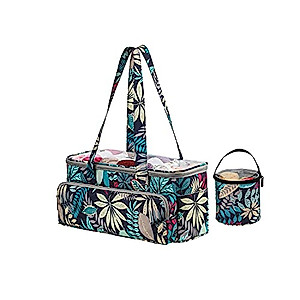 Yarn Storage Tote with Mini Yarn Drum, Knitting Bag Organizer Crochet Tote Bag for Yarn Storage,Dust-Proof Transparent Top,3 Large Grommets for Tangle Free,Sewing and Knitting Supplies