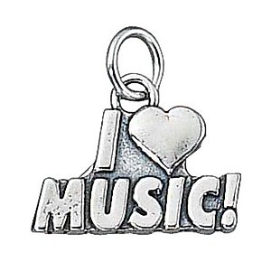Auntie's Treasures Sterling Silver 7" 4.5mm Charm Bracelet With Attached I LOVE MUSIC Word Charm