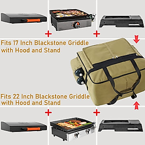 EUTRKei Griddle Cover for Blackstone 22 inch Grill, 17" Griddle Carry Bag Blackstone Accessories, Grill Bag Accommodate Griddle with Hood and Stand, Wear Resistant (Only Bag)