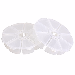 ALL in ONE 3pcs Round Clear Plastic Storage Box Bead Organizer Display Containers (10X2.5cm 8 Grids)