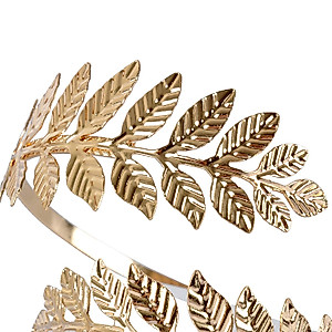 YallFF Greek Roman Laurel Leaf Bracelet Armband Golden Laurel Leaves Crown Tiara Costume Greek Goddess Headband Hair Comb Bridal Wedding Headpiece Hair Accessories