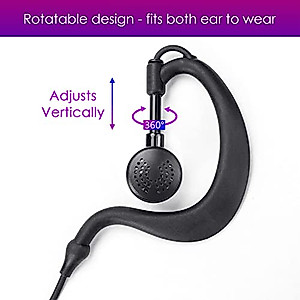 Remtise 3.5mm Receiver/Listen Only Headset Single Wire Earhook Earpiece for Two-Way Radios/Walkie Talkie Speaker Mics (Black)