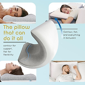 Reversible Plus+ Memory Foam Pillow Multipe Function- Widen Desgin Neck Contour Cervical Orthopedic Pillow- Firm Pillow for Back, Stomach and Side Sleepers - Pillow for Neck and Shoulder Pain