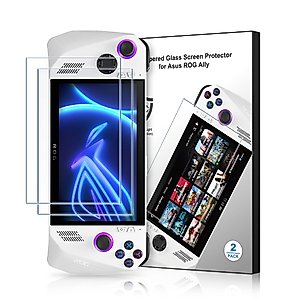 Qwiizlab 2 Pack Screen Protector for ASUS ROG Ally X/ROG Ally Handheld 7 inch 2023, Tempered Glass, 9H Hardness, Scratch Resistant, Anti-Fingerprint, Anti Glare, Blue Light Block
