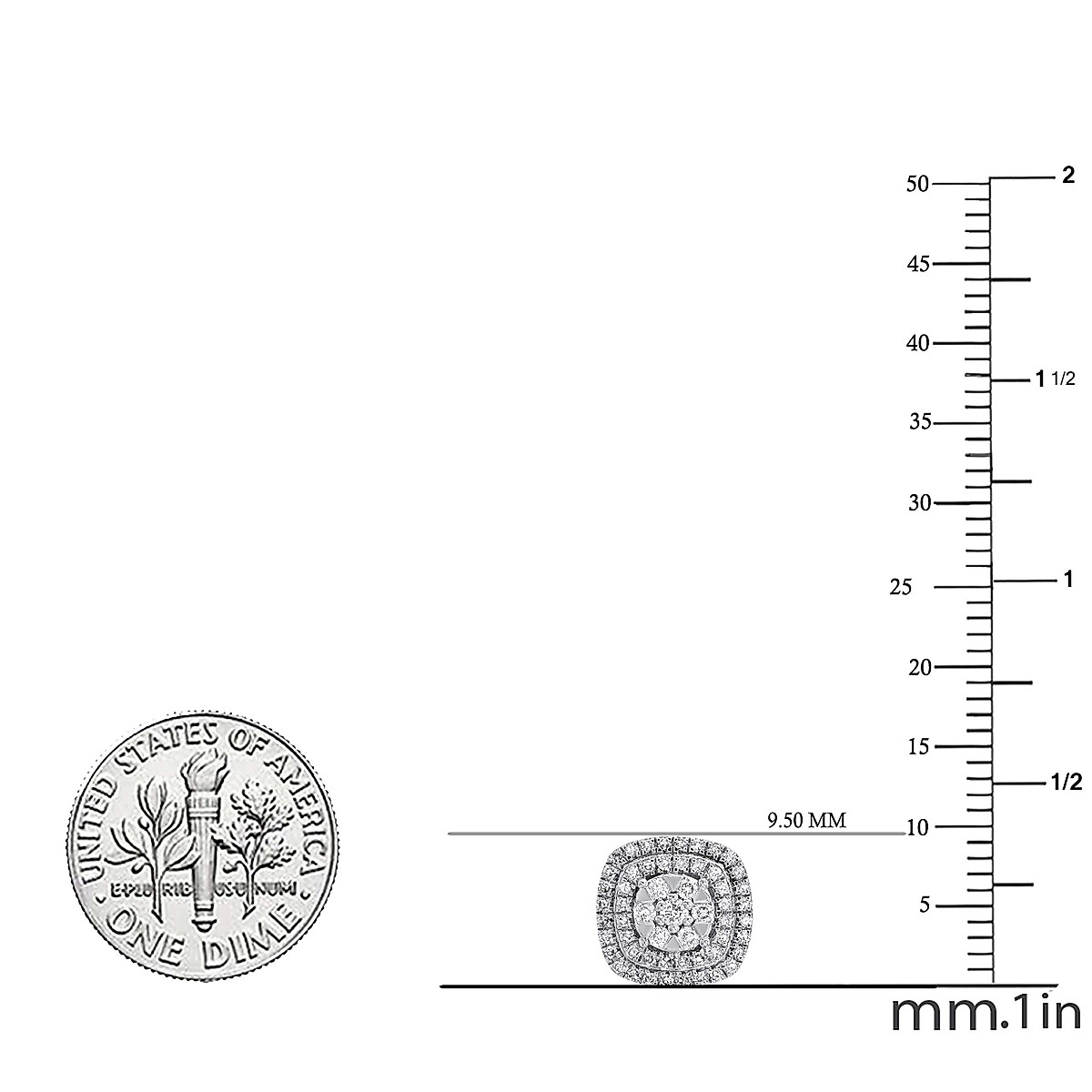 Dazzlingrock Collection 0.50 Carat (ctw) Round Diamond Ladies Double Cushion Frame Stud Earrings 1/2 CT, Sterling Silver