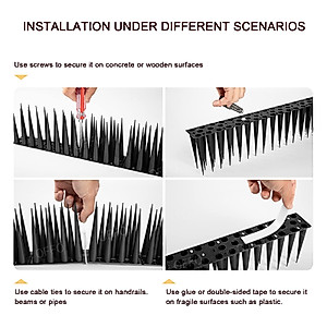 OFFO Bird Spikes Pigeon Outdoor Deterrent Spikes for Cat Keep Birds Raccoon Woodpecker Away Covers 8 Feet(244cm), Black