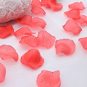 1000 Pcs Coral Silk Rose Petals Artificial Flowers Petals for Wedding Flower Girl Basket Aisle Scatter Dinner Table Centerpieces Party Confetti Bridal Shower Romantic Night Decoration