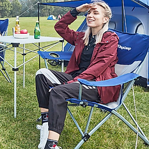 KingCamp Oversized Heavy Duty Outdoor Camp Lightweight Portable Lawn Chair Sturdy Steel Frame Supports 300 lbs with Cup Holder for Sports Fishing Picnic, one Size, Blue&Gray