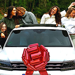 BESCRCL Big Red Car Bow, Extra Large Bow 16in for Car Gift, Giant Birthday Presents Bows, Christmas Presents, Large Gift Decoration Bows