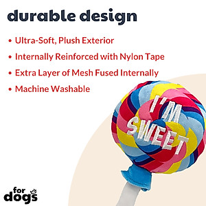 Huxley & Kent for Dogs | I'm Sweet Lollipop (Small) | Easter Spring Funny Dog Toy | Power Plush Dog Toy with Squeaker | Dog Gift | Fun, Durable, and Safe | H&K Squeaky Dog Toy
