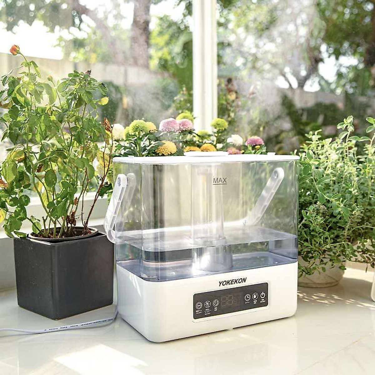YOKEKON Humidifiers for Large Room Home, Warm and Cool Mist Humidifiers, 6L Room Humidifiers Covering 753 ft², Perfect Large Humidifiers for Plants Office, Remote, Quiet, Aroma Box, Transparent Tank