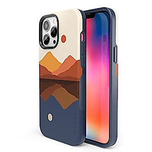 Casely Case Compatible with iPhone 14 Pro Case - Opposites Attract - Day & Night Colorblock Mountain | Compatible with MagSafe