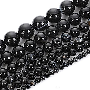 NHBT YU Natural Stone Beads Black Striped Agate Loose Beads for Jewelry Making Needlework DIY Bracelet Strand 4-12 MM T923 (Color : H7361, Item Diameter : 8mm About 48 pcs)
