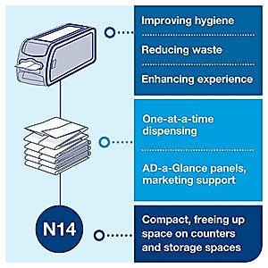 Tork Xpressnap Fit® Counter Napkin Dispenser Black N14, Signature Range, One-at-a-time Dispensing, 5.6" x 4.8" x 12.8", 7432000