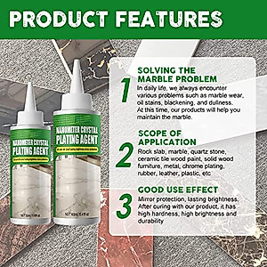 Nano Crystal Coating Agent for Tile &Furniture，Marble Nano Crystal-Plating Agent, Stone Crystal Plating Agent, Nano Crystal Plating Agent for Kitchen(50ml/3pcs)